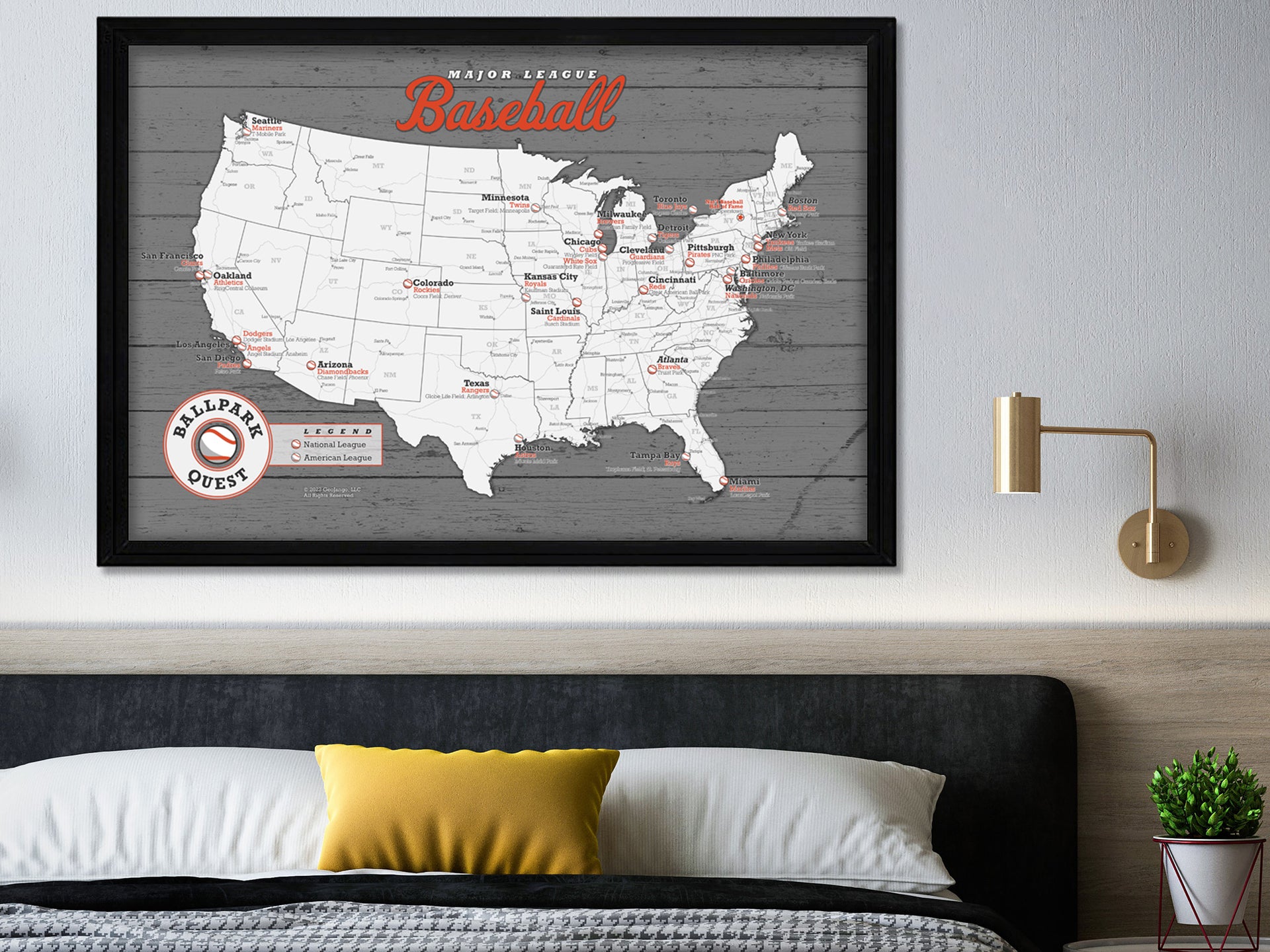 MLB Map - Ballparks and Teams - Baseball Stadium Wall Art | Barnwood ...