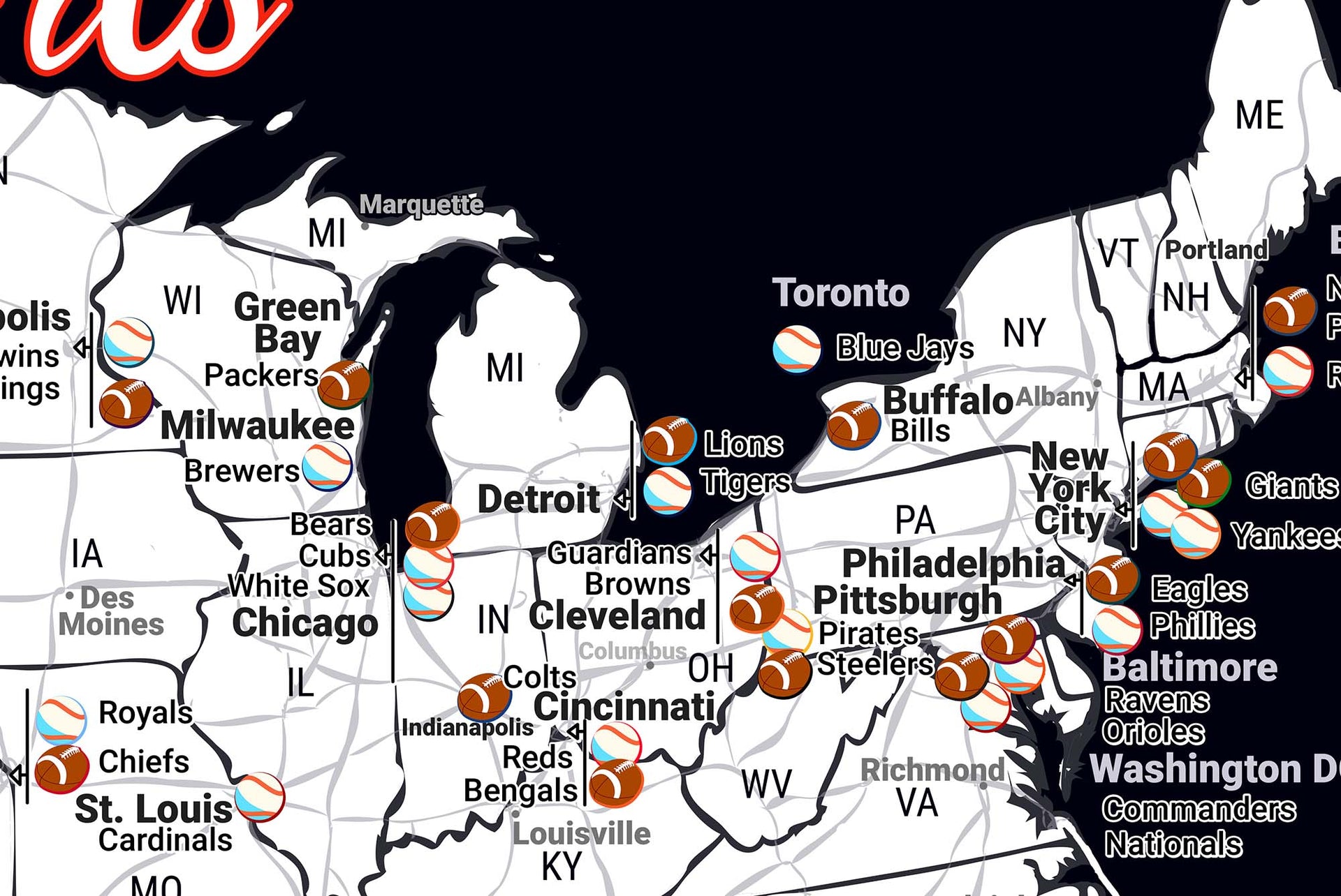 Football & Baseball Stadium Map – GeoJango Maps