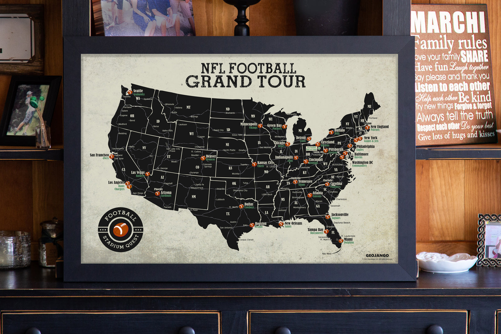 NFL Map, Football Teams and Stadiums – GeoJango Maps
