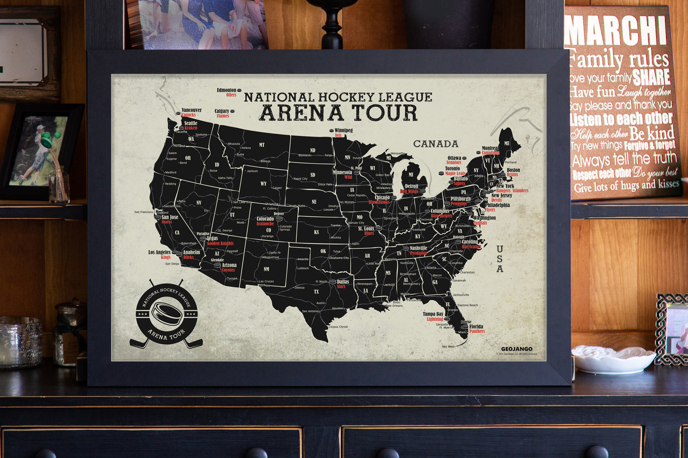 NHL Teams Map, USA Hockey Arena Map – GeoJango Maps
