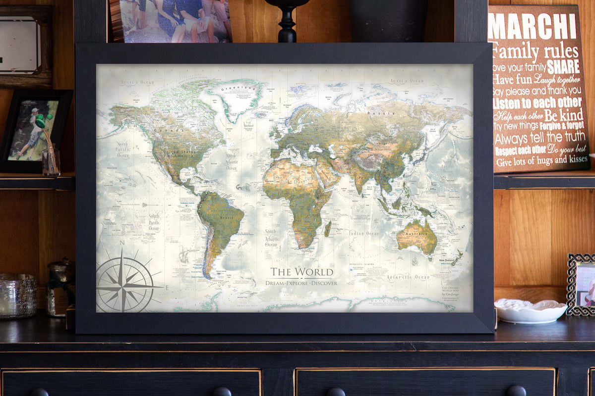 Personalized World Traveler Push Pin Map - Odyssey – GeoJango Maps