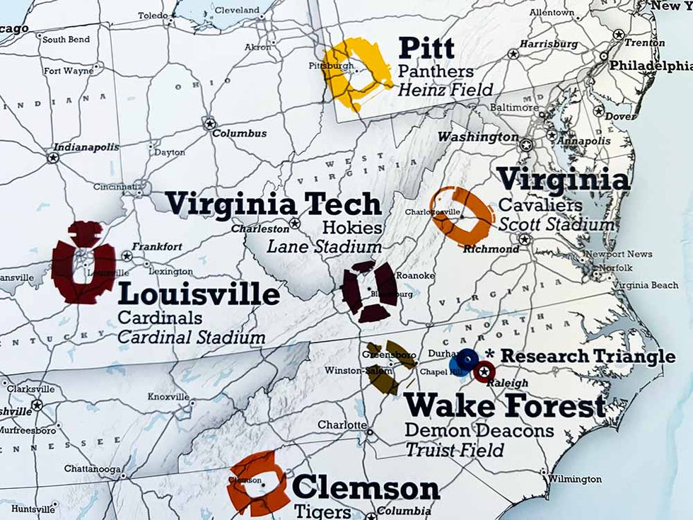 ACC College Football Stadium Conference Map – GeoJango Maps