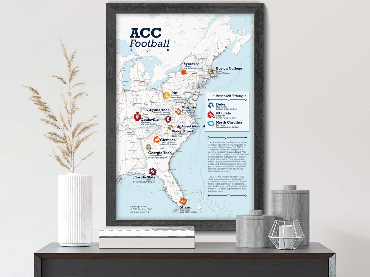 ACC College Football Stadium Conference Map – GeoJango Maps