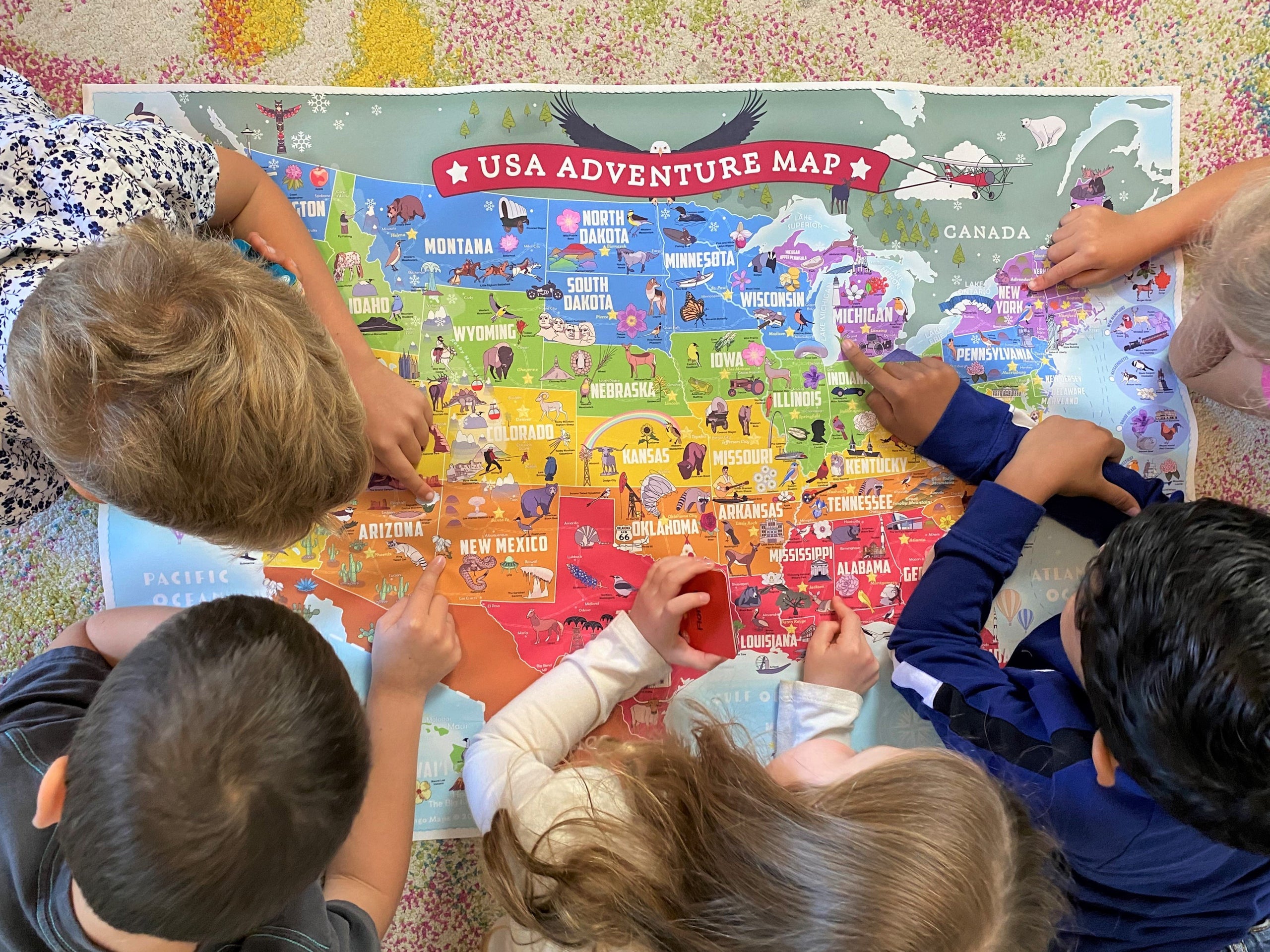 USA Map with States and Cities - Fabric Kid Map – GeoJango Maps