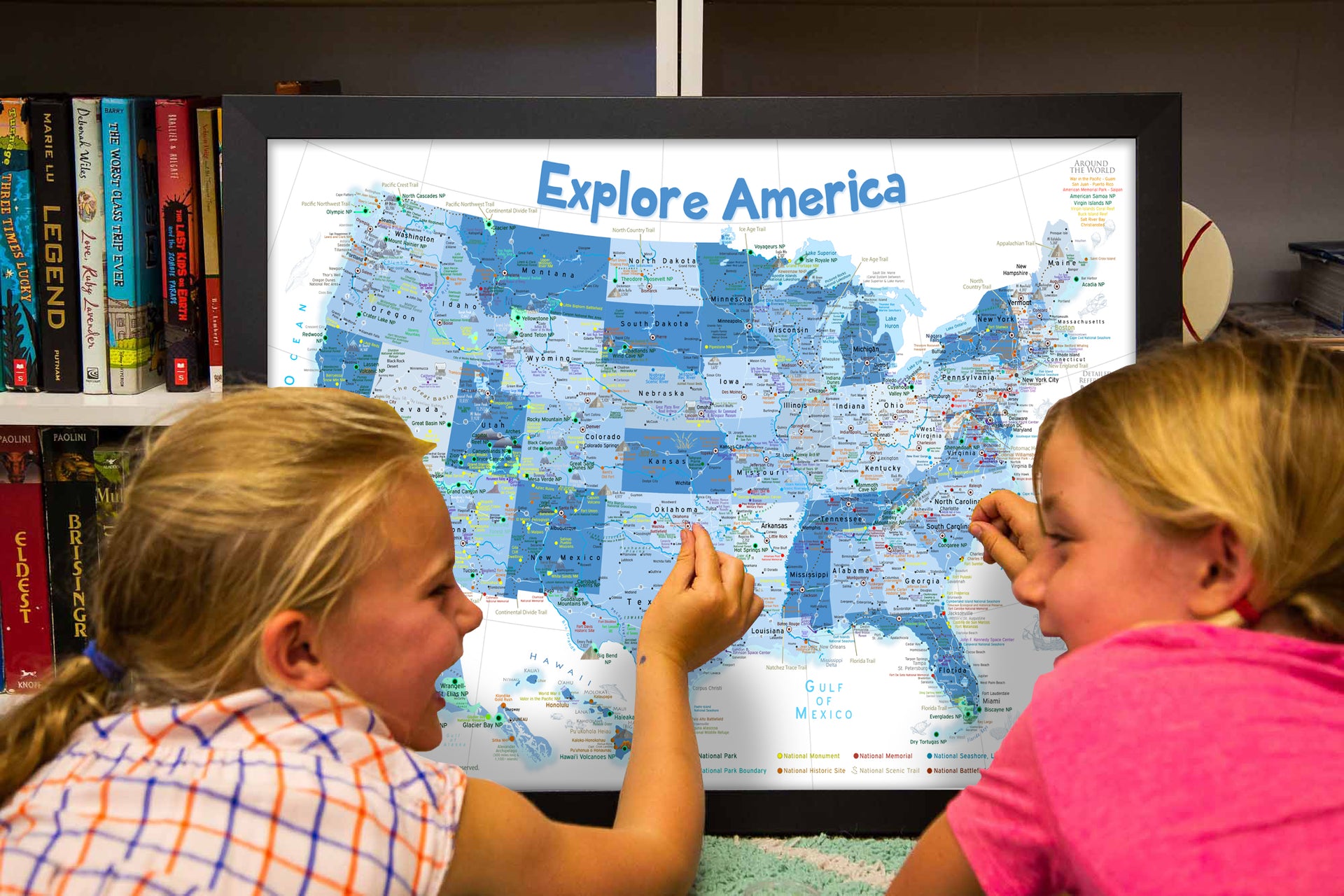 USA Map For Kids - Blue Edition – GeoJango Maps