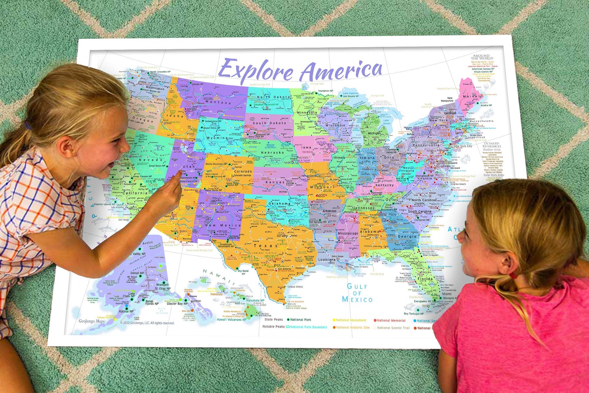 USA Map For Kids - Pastel Edition – GeoJango Maps