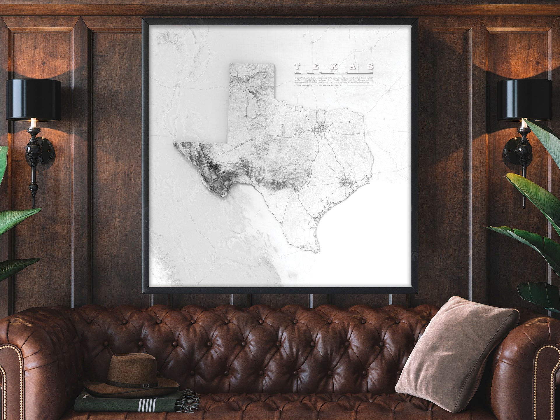 Texas Relief Map - Topographic Elevation Map with Shaded Relief ...