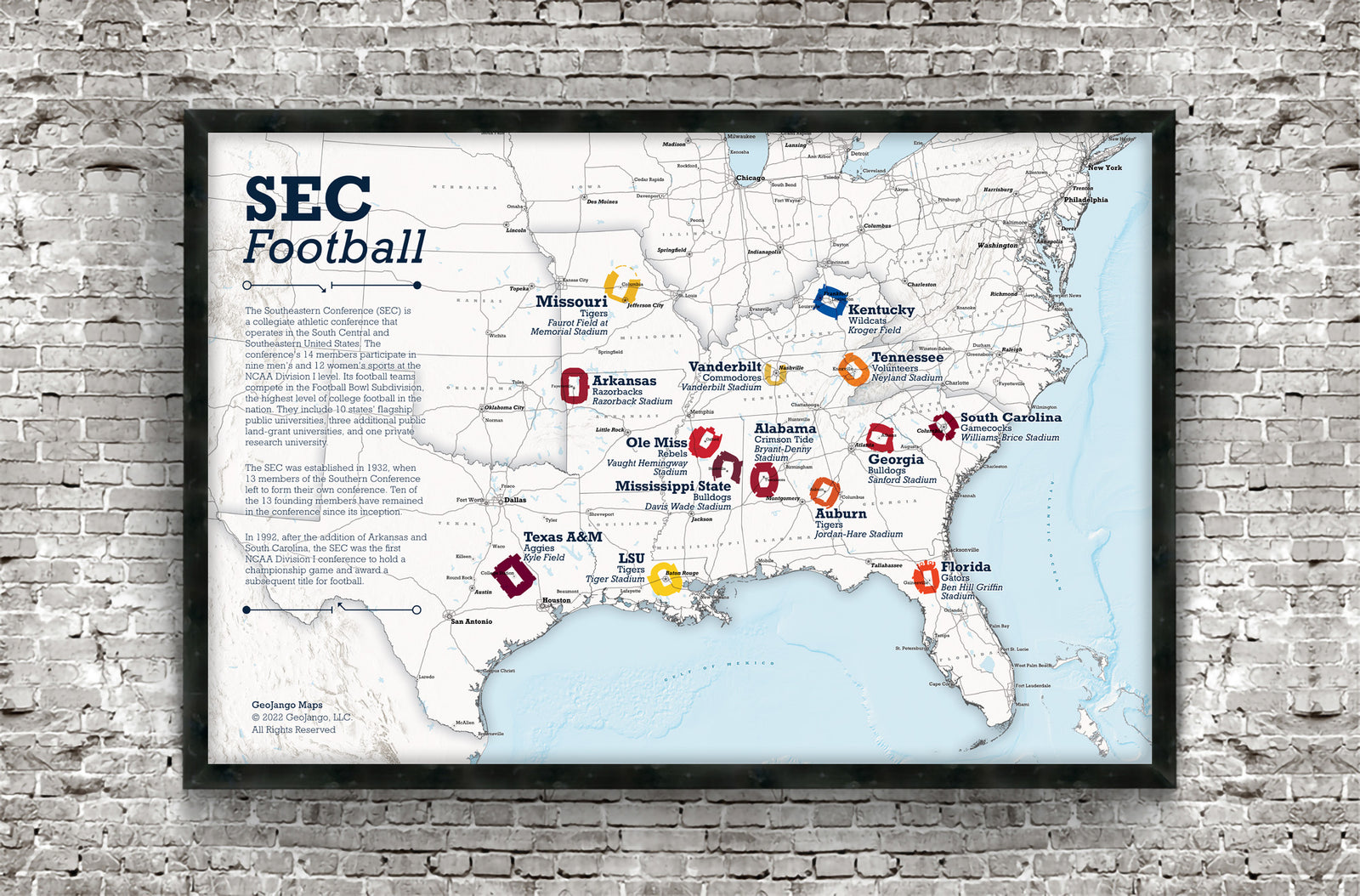 SEC College Football Stadium Map – GeoJango Maps
