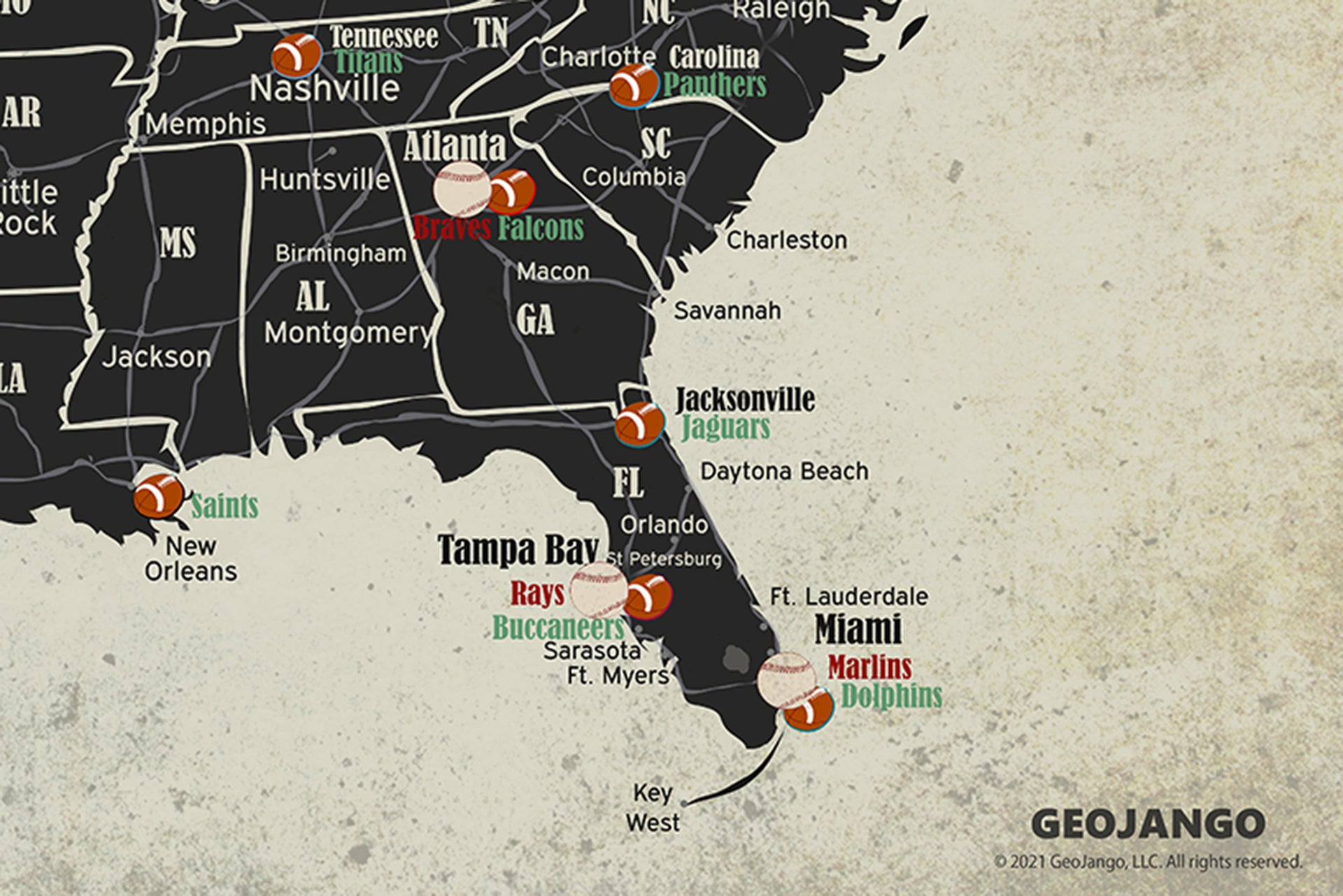 Football and Baseball Stadium Map – GeoJango Maps