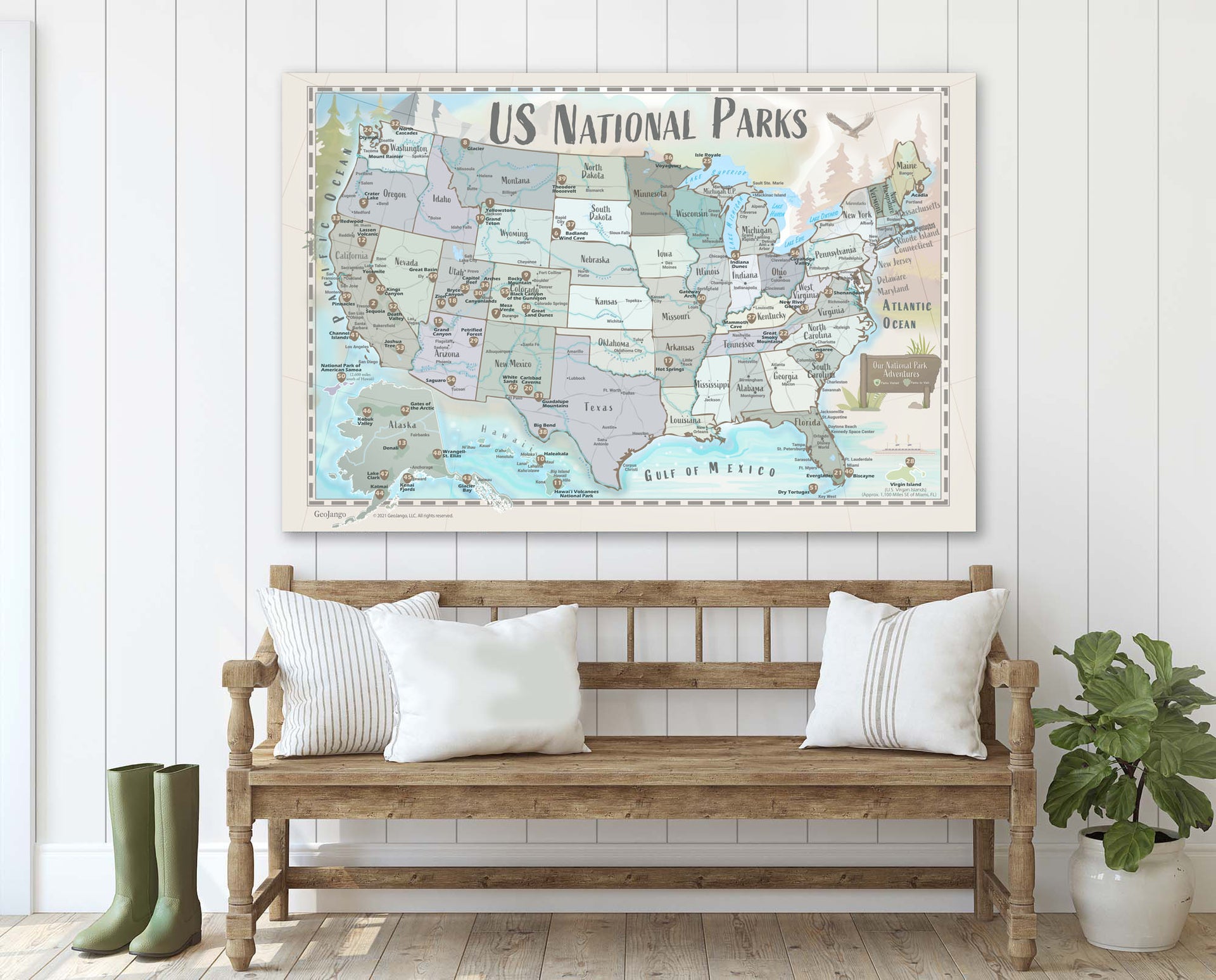 US National Parks Sticker Map - Beautiful Watercolor Design – GeoJango Maps