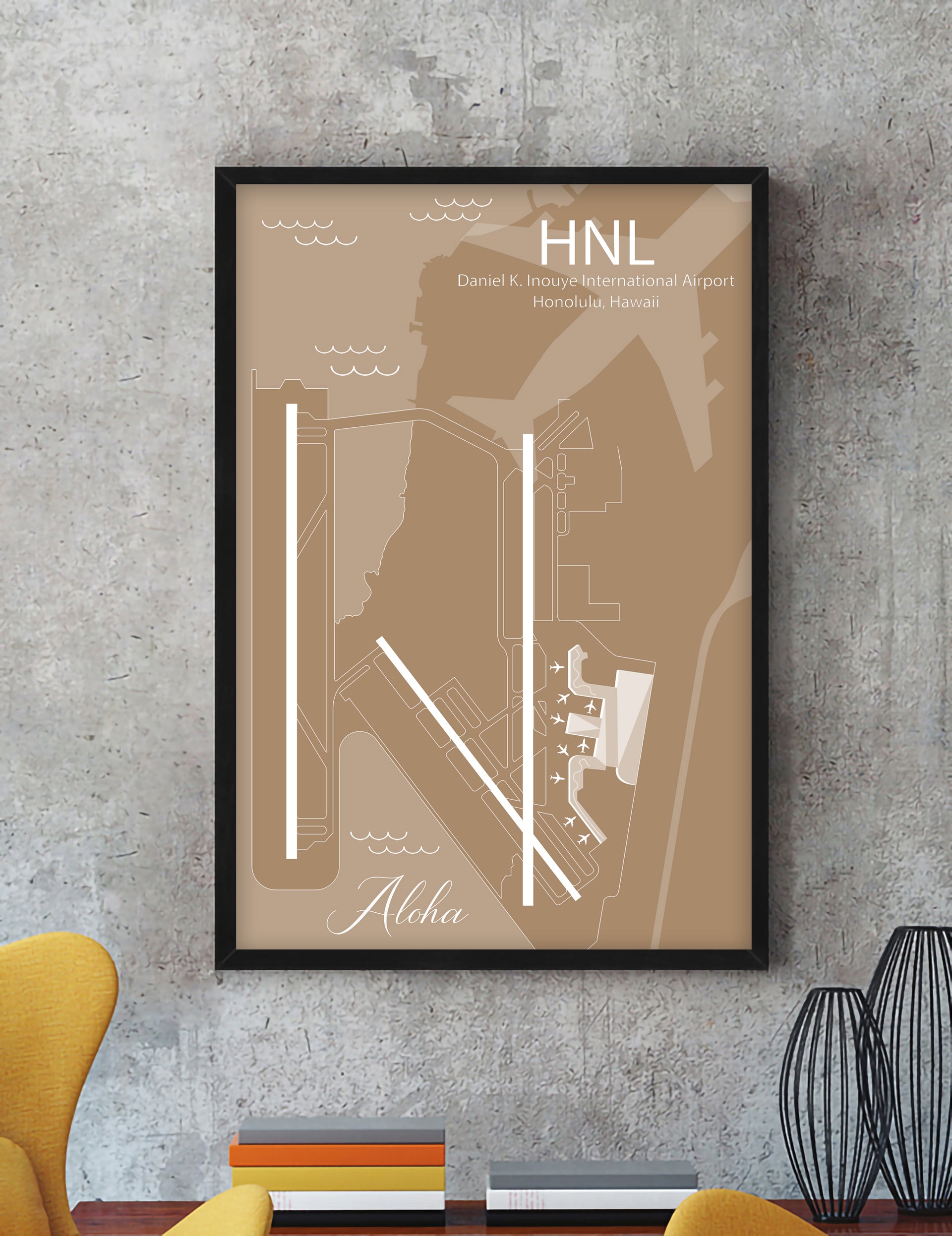 HNL - Daniel K. Inouye Airport Runway Map – GeoJango Maps
