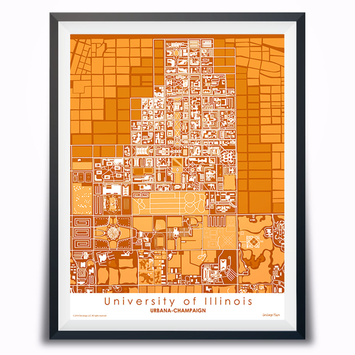 University of Illinois Campus Map | UIUC College Map Art – GeoJango Maps