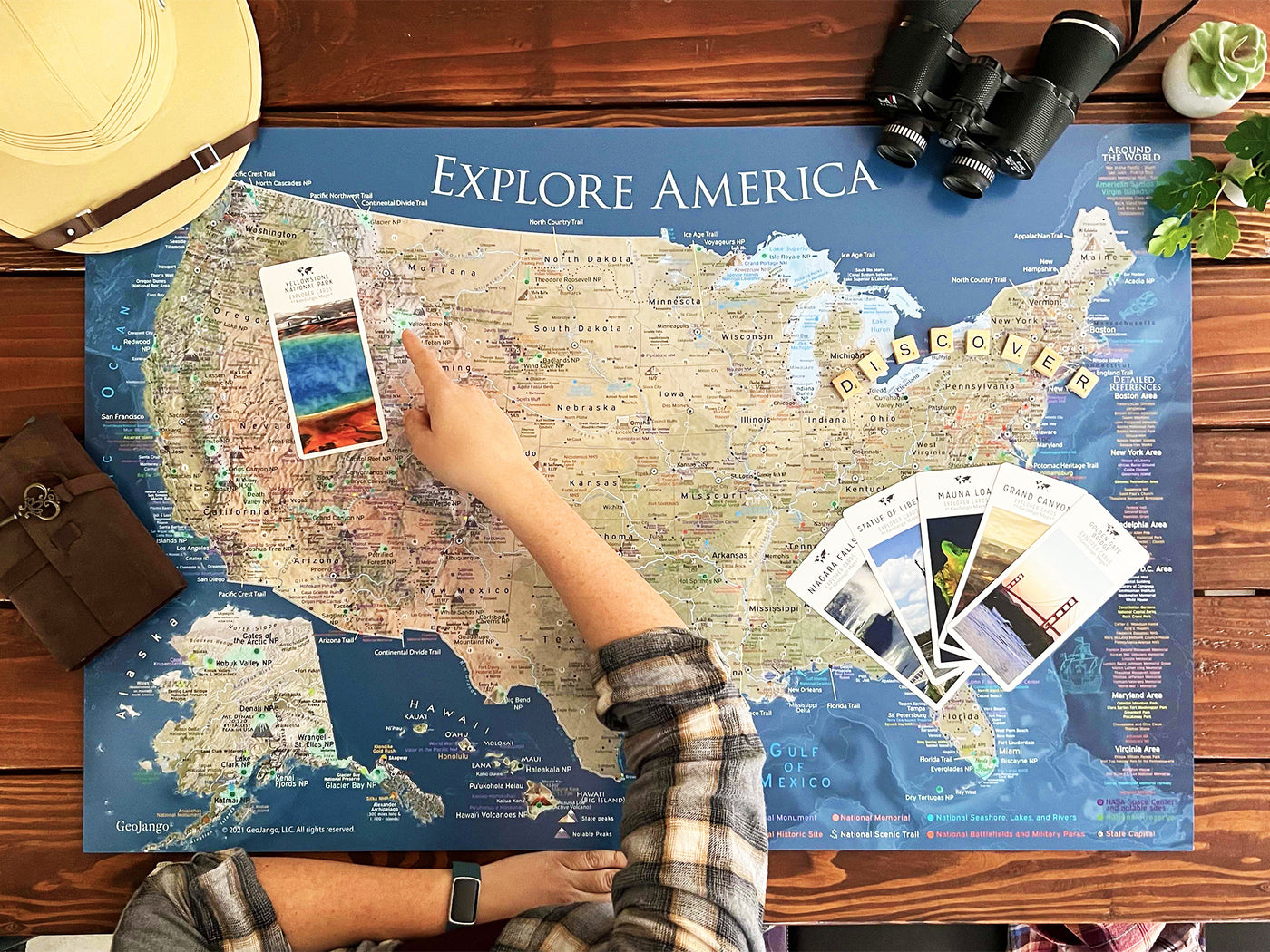 US Voyager Travel Map with pins - National Parks | GeoJango – GeoJango Maps