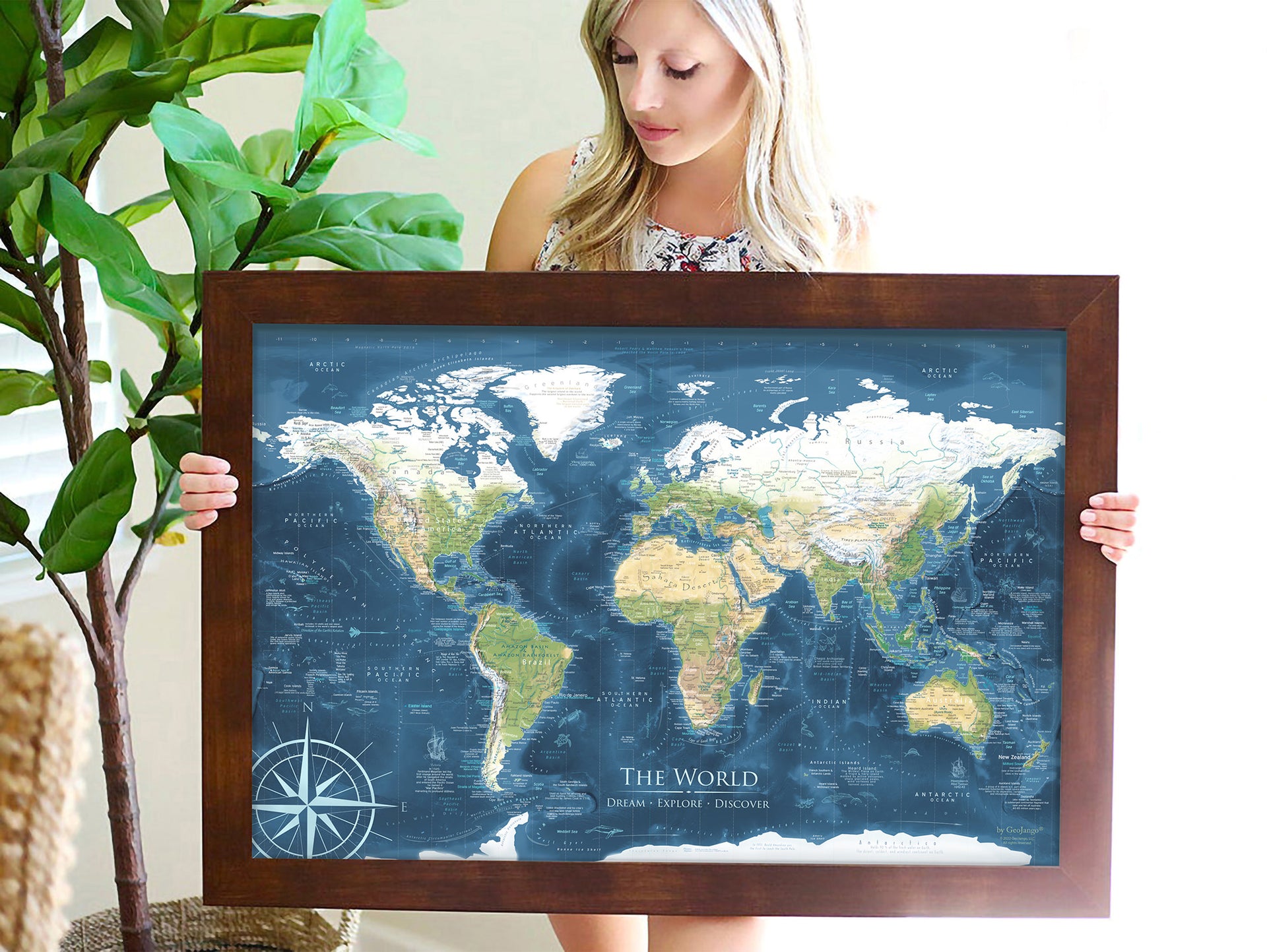 Voyager Push Pin Map of the World Labeled for Exploration | GeoJango ...