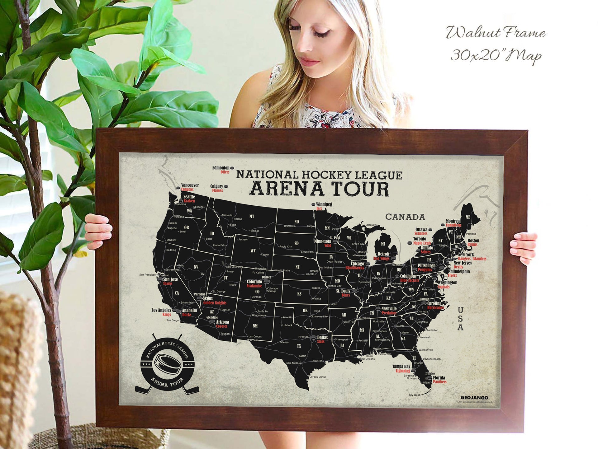 NHL Teams Map, USA Hockey Arena Map – GeoJango Maps