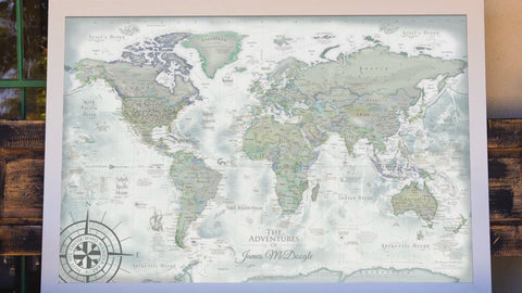 Darwin Explorer's World Map With Pins - Personalized Travel Map ...