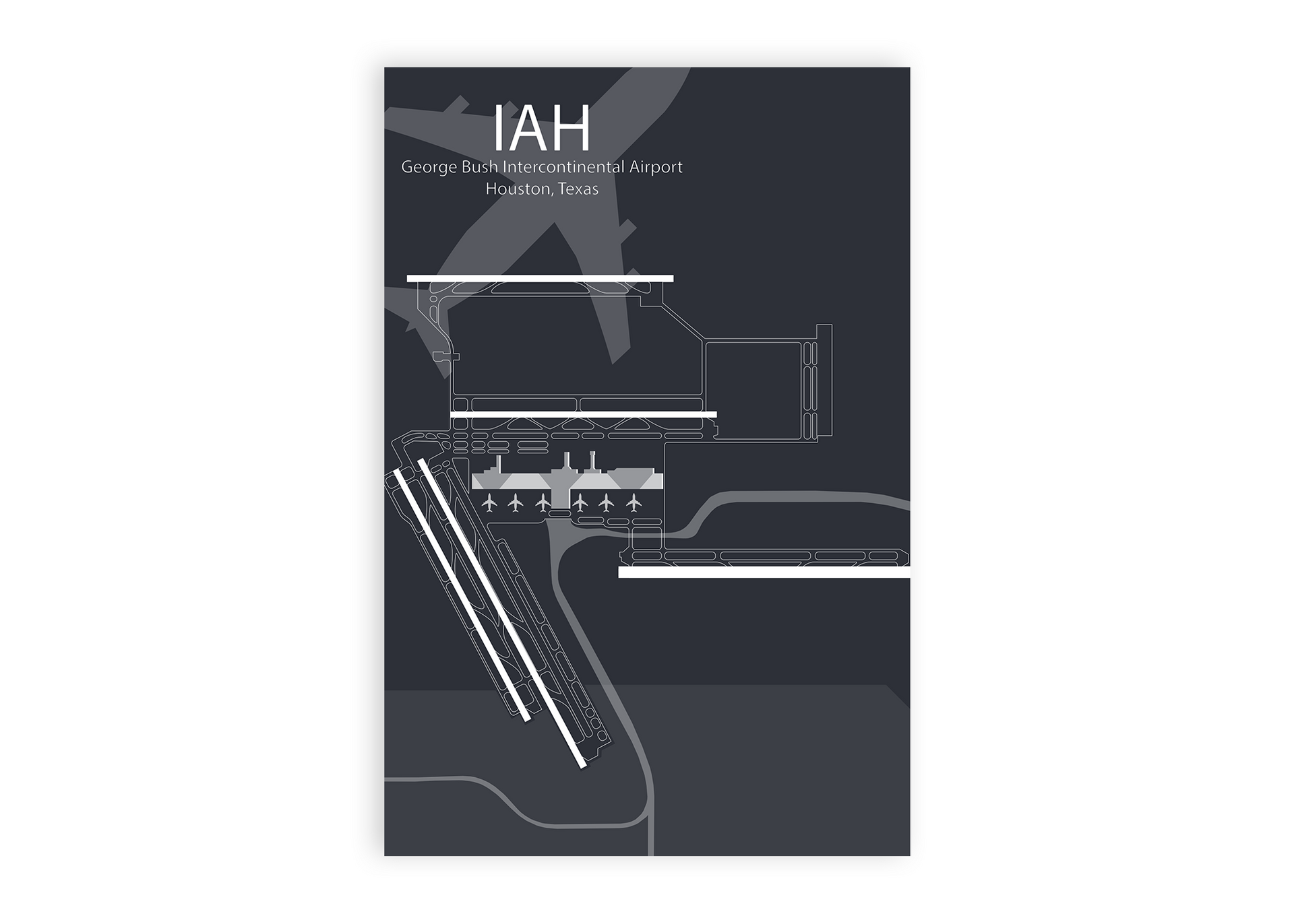 IAH - George Bush Airport Runway Map – GeoJango Maps