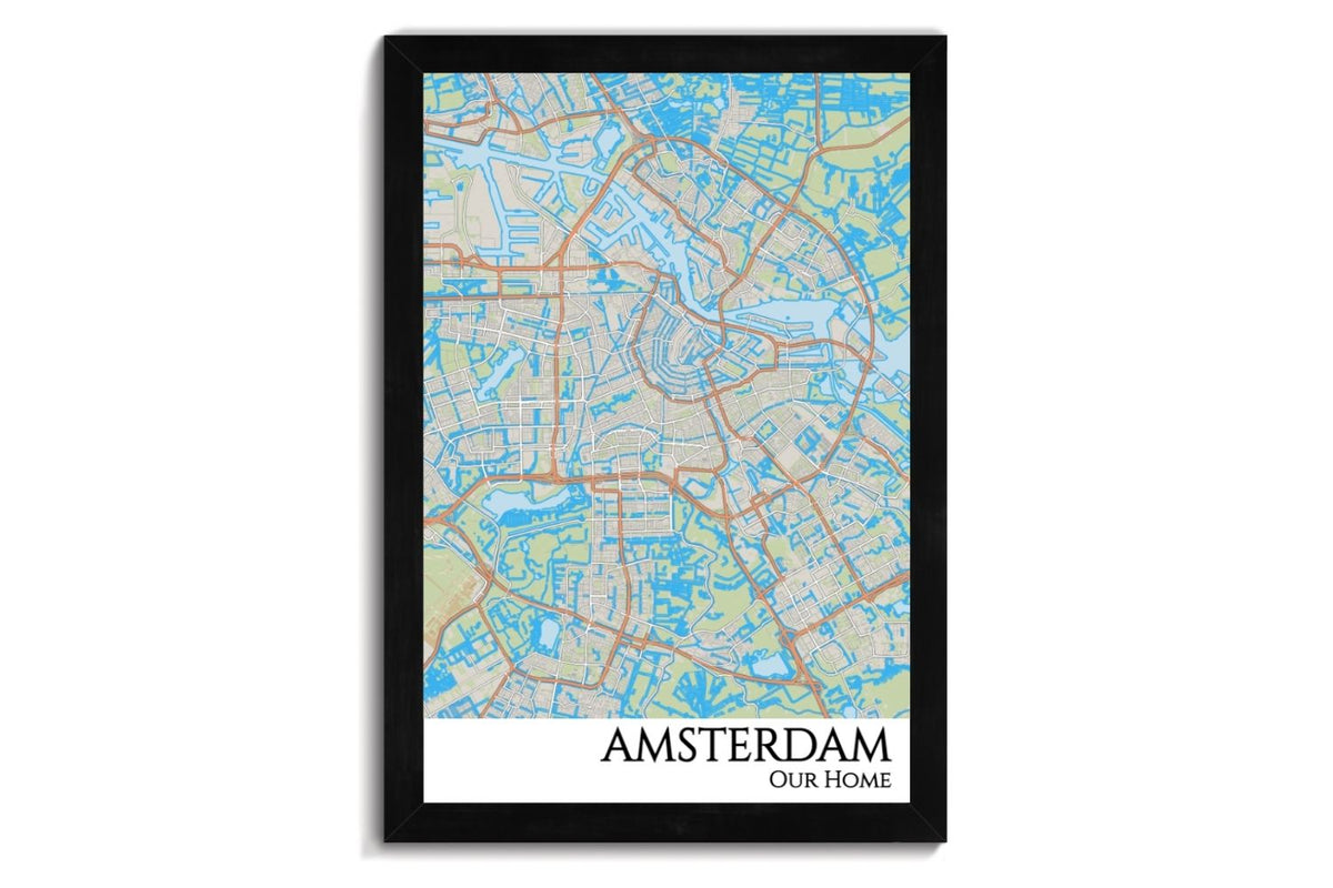 Amsterdam City Streets Push Pin Map Wall Art – GeoJango Maps