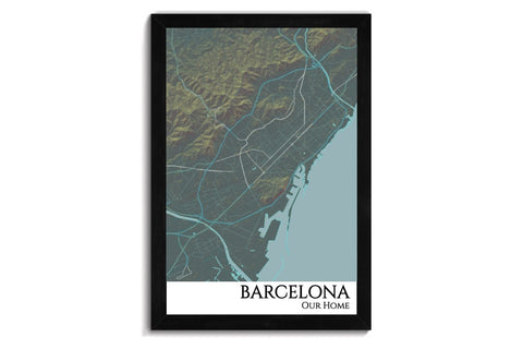 Barcelona Spain Framed Pin Map Wall Art – GeoJango Maps