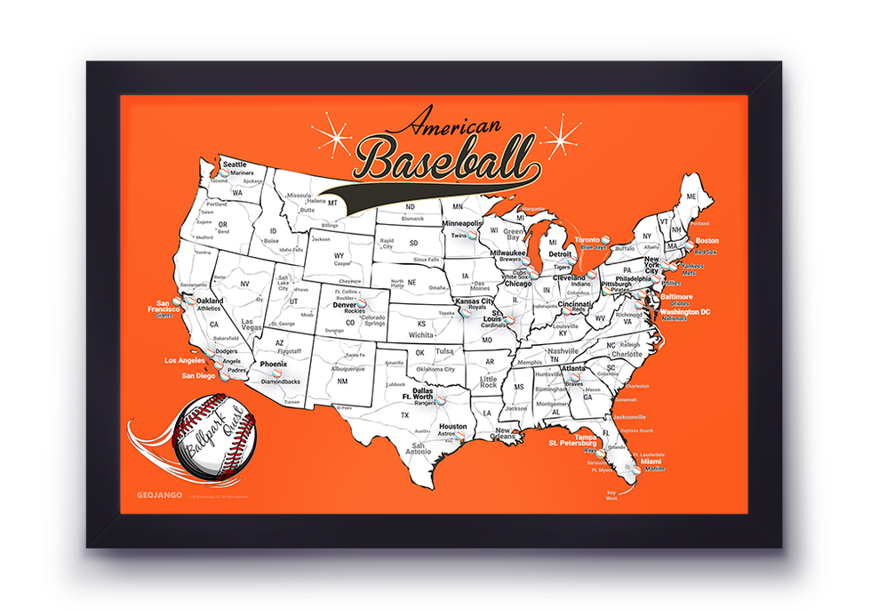 Baseball Stadium Map - Framed - SF Giants – GeoJango Maps
