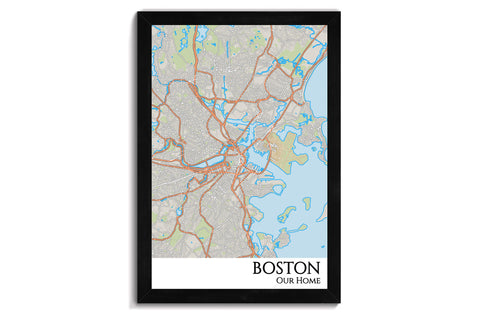 Boston City Streets Push Pin Map Wall Art – GeoJango Maps