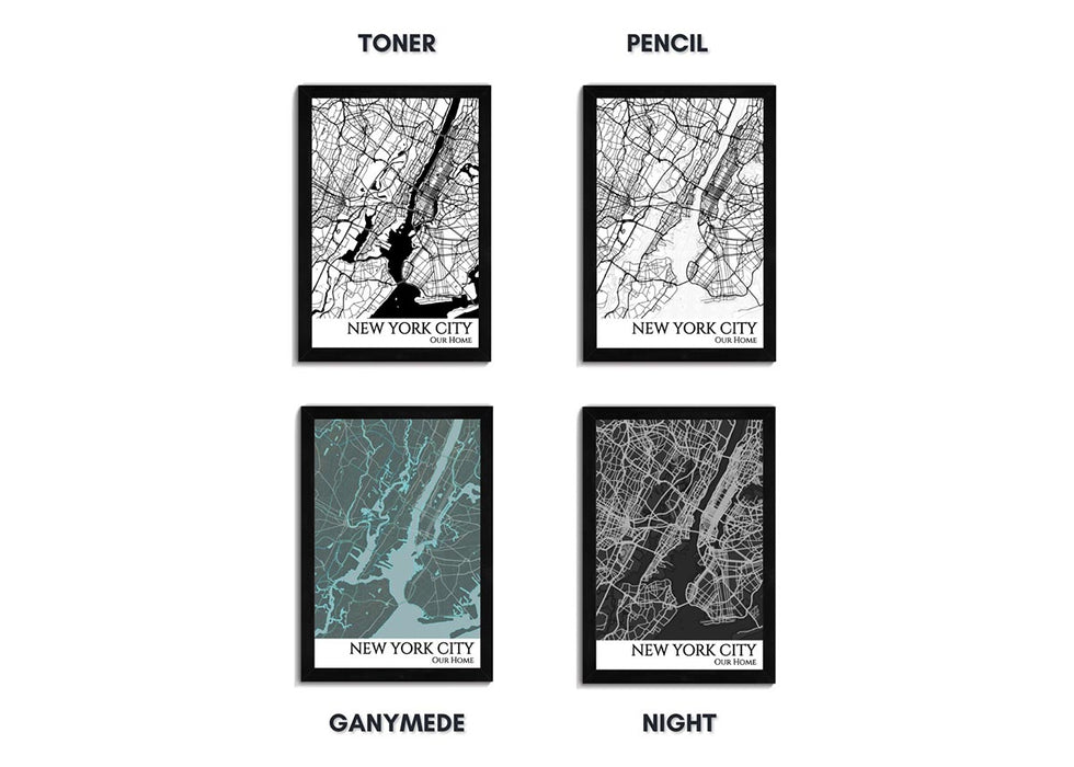 Framed City Street Map - Select Your City – GeoJango Maps