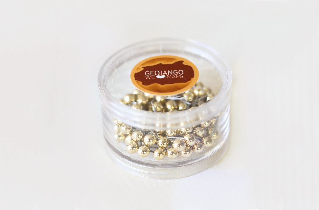 Map Pins - Gold Push Pins – GeoJango Maps