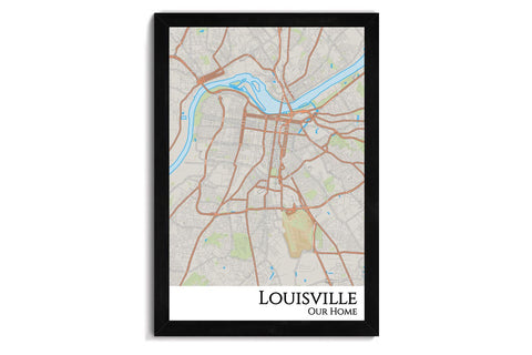 Louisville City Streets Pin Map Wall Art – GeoJango Maps
