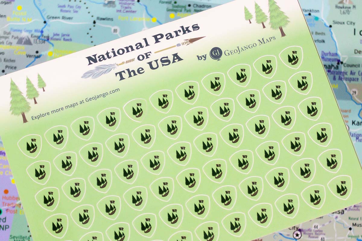 Green National Parks Map Stickers – GeoJango Maps