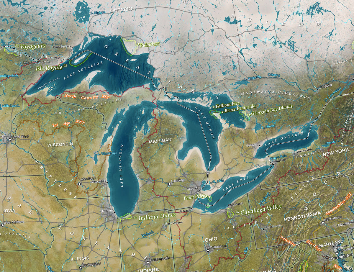 US Elevation Map Art - Natural National Parks & Peaks Pin Map ...