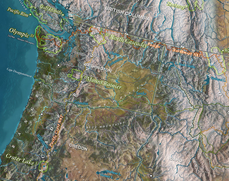 US Elevation Map Art - Natural National Parks & Peaks Pin Map ...
