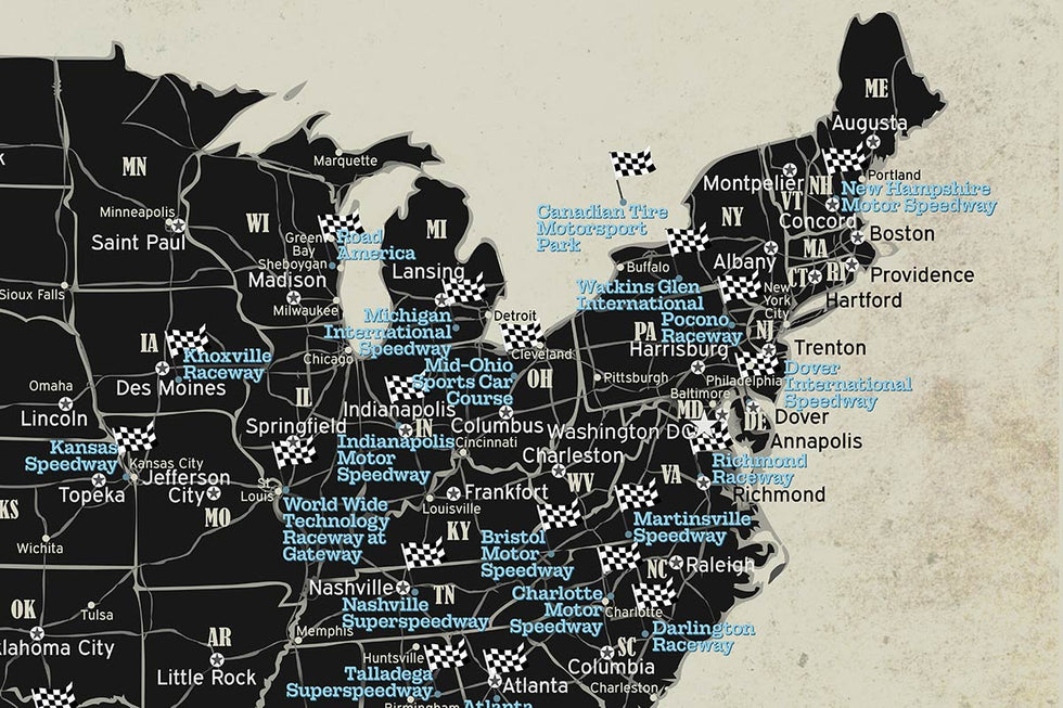 NASCAR Tracks Map – GeoJango Maps