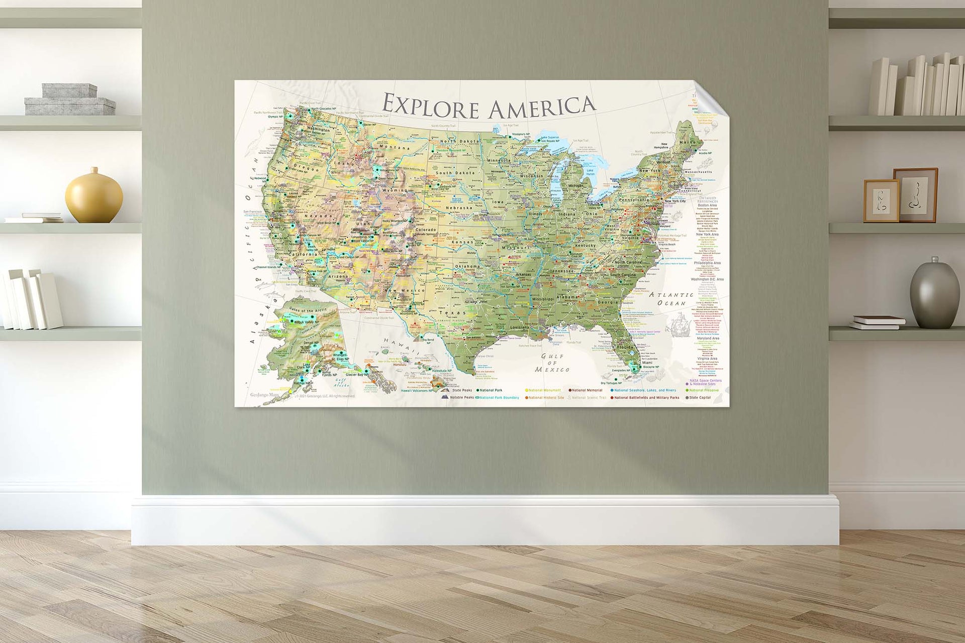 USA Map Peel and Stick - Wall Decal | Nautilus – GeoJango Maps
