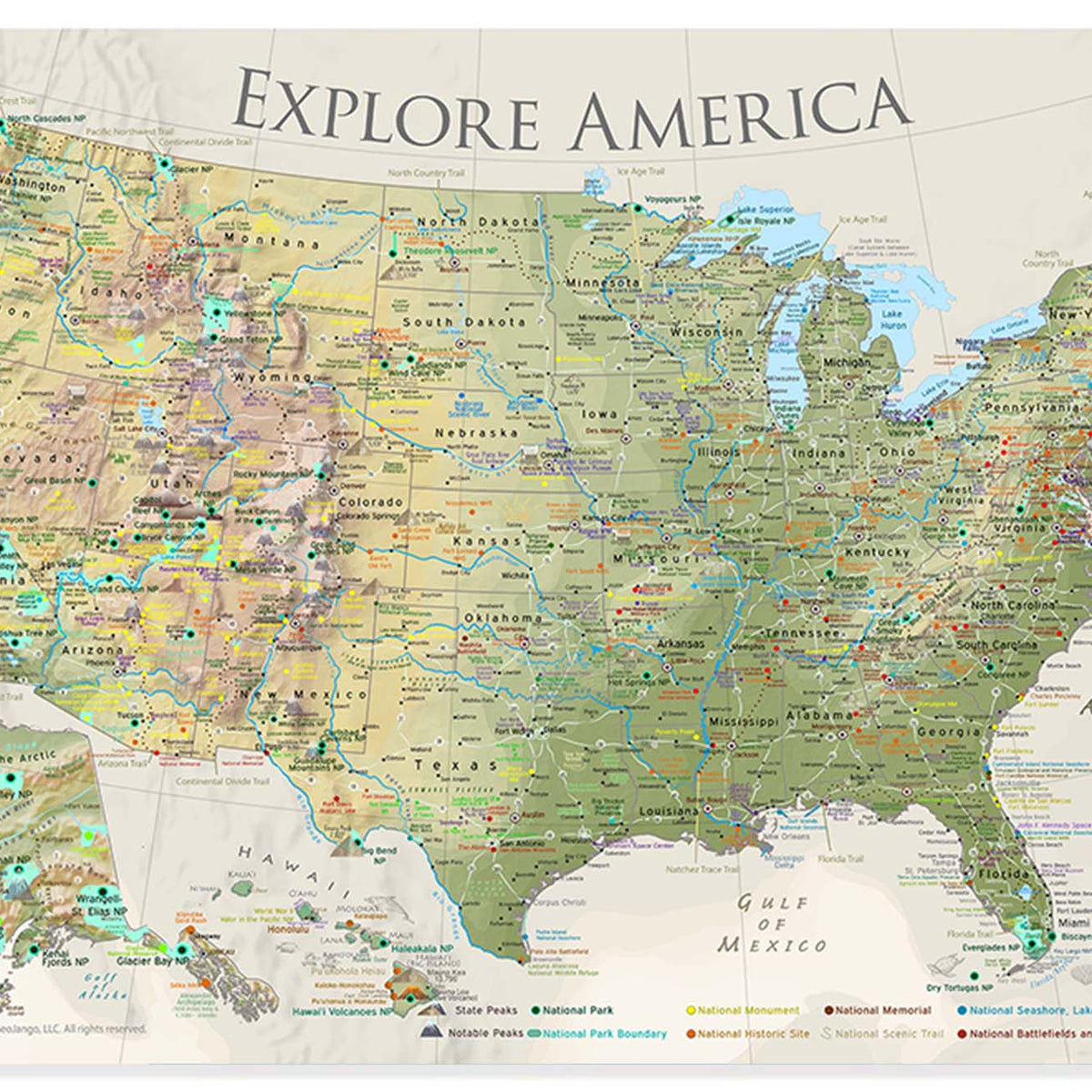 USA Map Peel and Stick - Wall Decal | Nautilus – GeoJango Maps