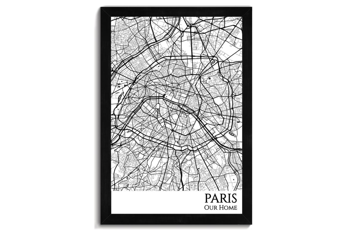 Paris France City Streets Push Pin Map Wall Art – GeoJango Maps