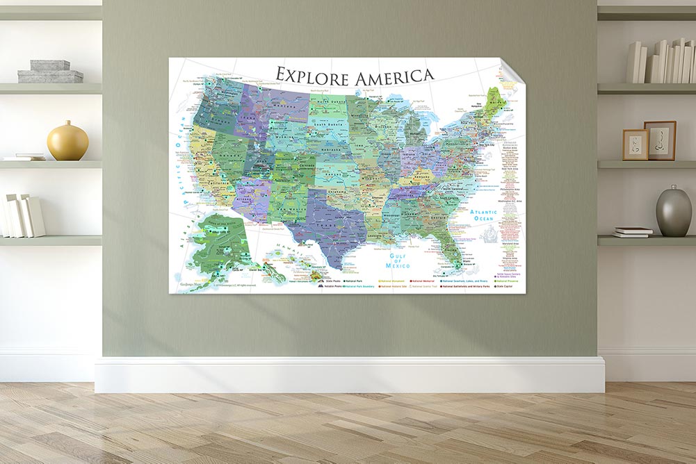 USA Map Wall Decal White Edition – GeoJango Maps