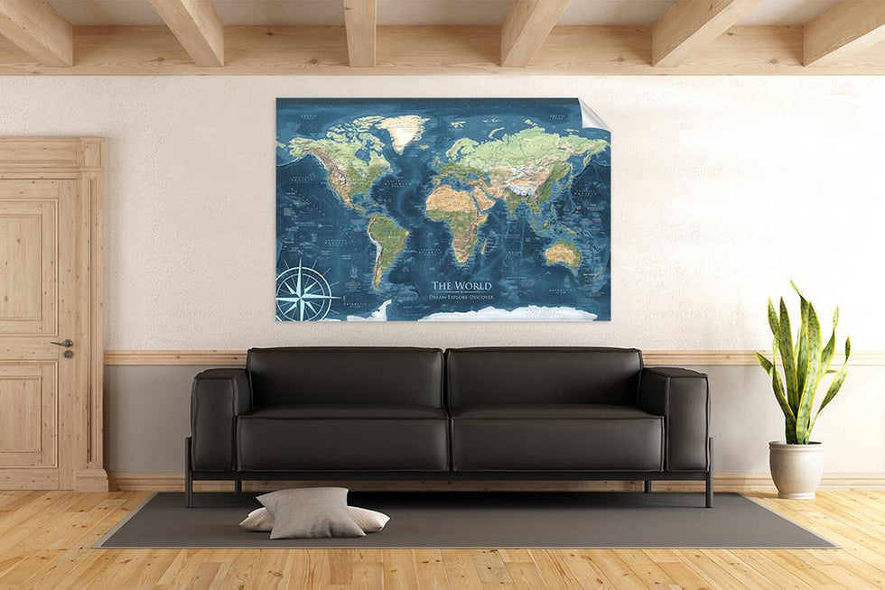 World Map Wall Mural, Self-Adhesive Wallpaper – GeoJango Maps