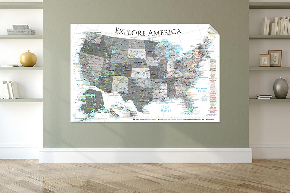 USA Map Wall Decal Wallpaper – GeoJango Maps