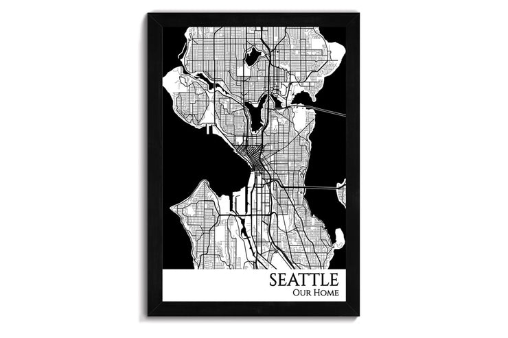 Seattle City Streets Push Pin Map Wall Art – GeoJango Maps