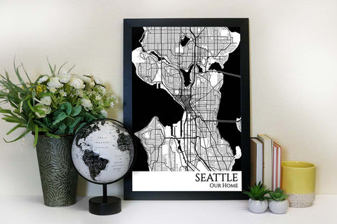 Seattle City Streets Push Pin Map Wall Art – GeoJango Maps