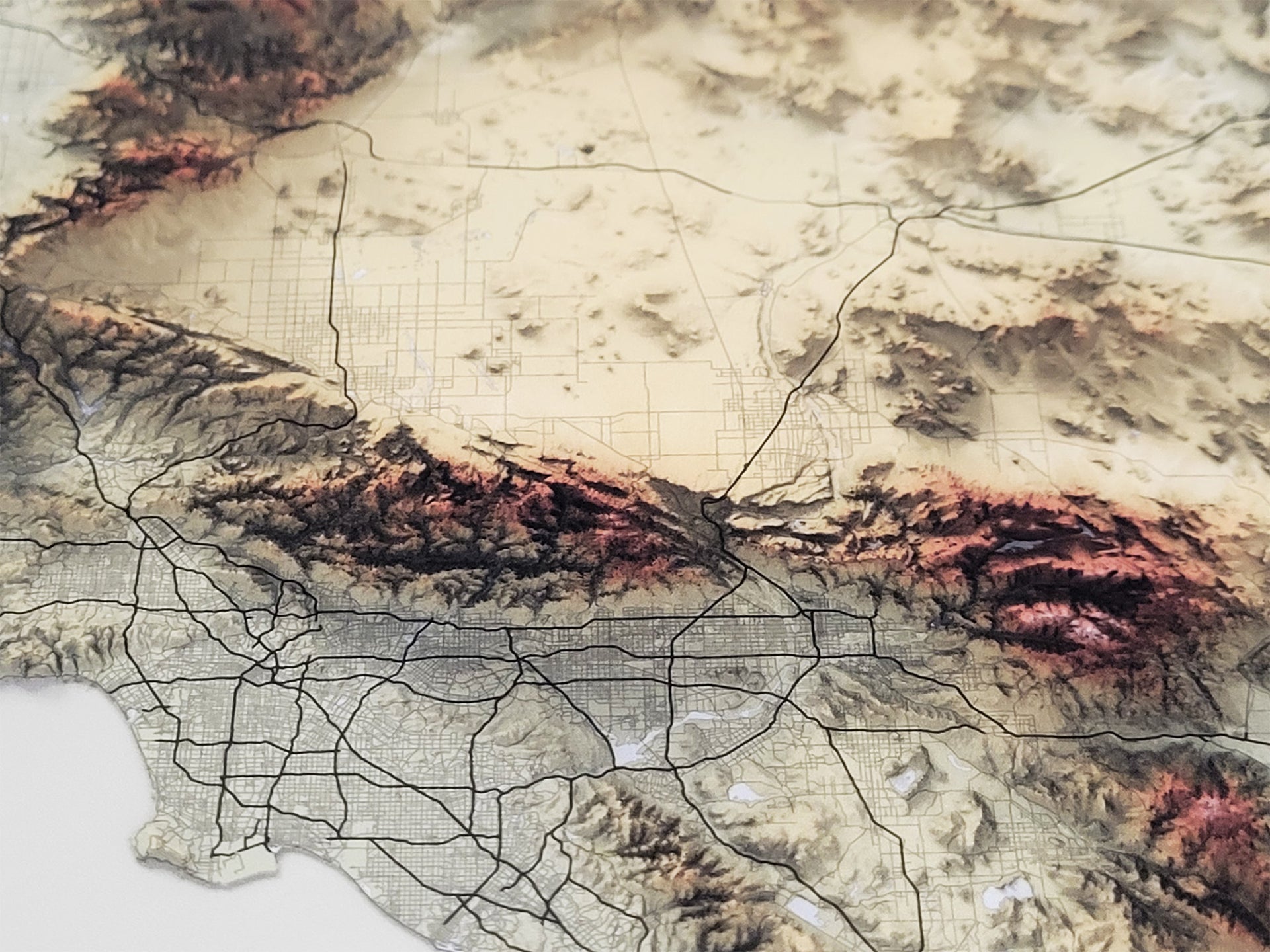 California Elevation Map with Shaded Relief, 24x24 inches – GeoJango Maps