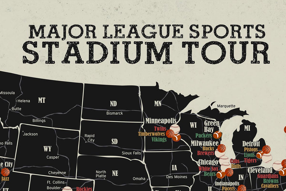 Grand Tour MLB, NFL, NBA Stadium Map – GeoJango Maps