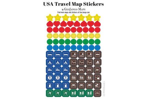 USA Travel Map Stickers for maps – GeoJango Maps