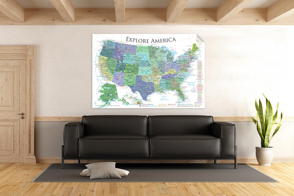 USA Map Wall Decal White Edition – GeoJango Maps