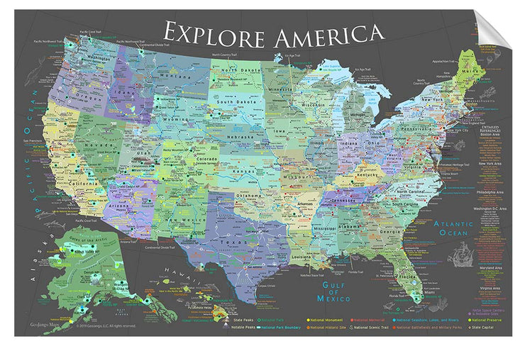 USA Map Peel and Stick - Wall Decal | Slate – GeoJango Maps